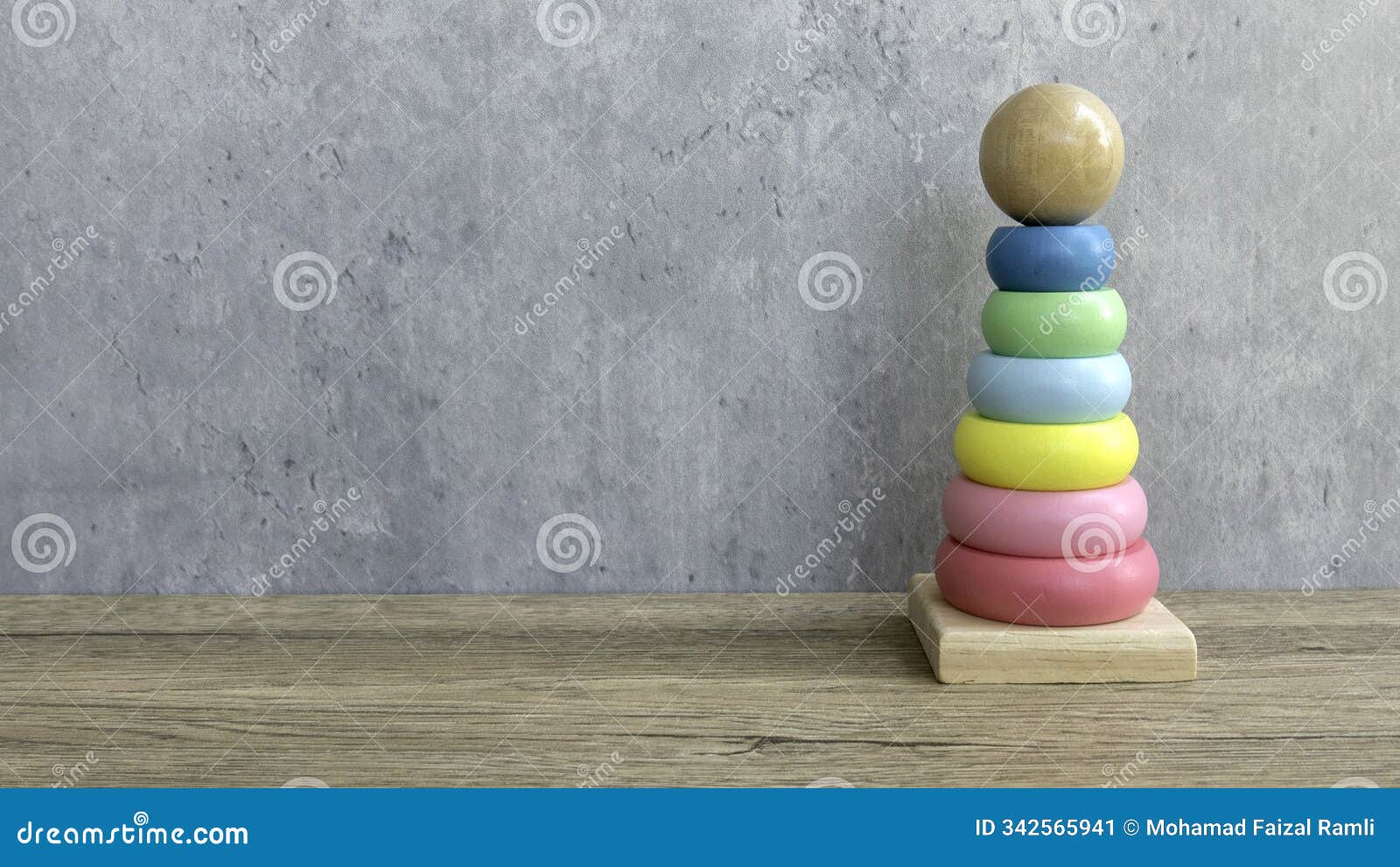 Colorful Wooden Stacking Toy on Wooden Surface Stock Image - Image of ...