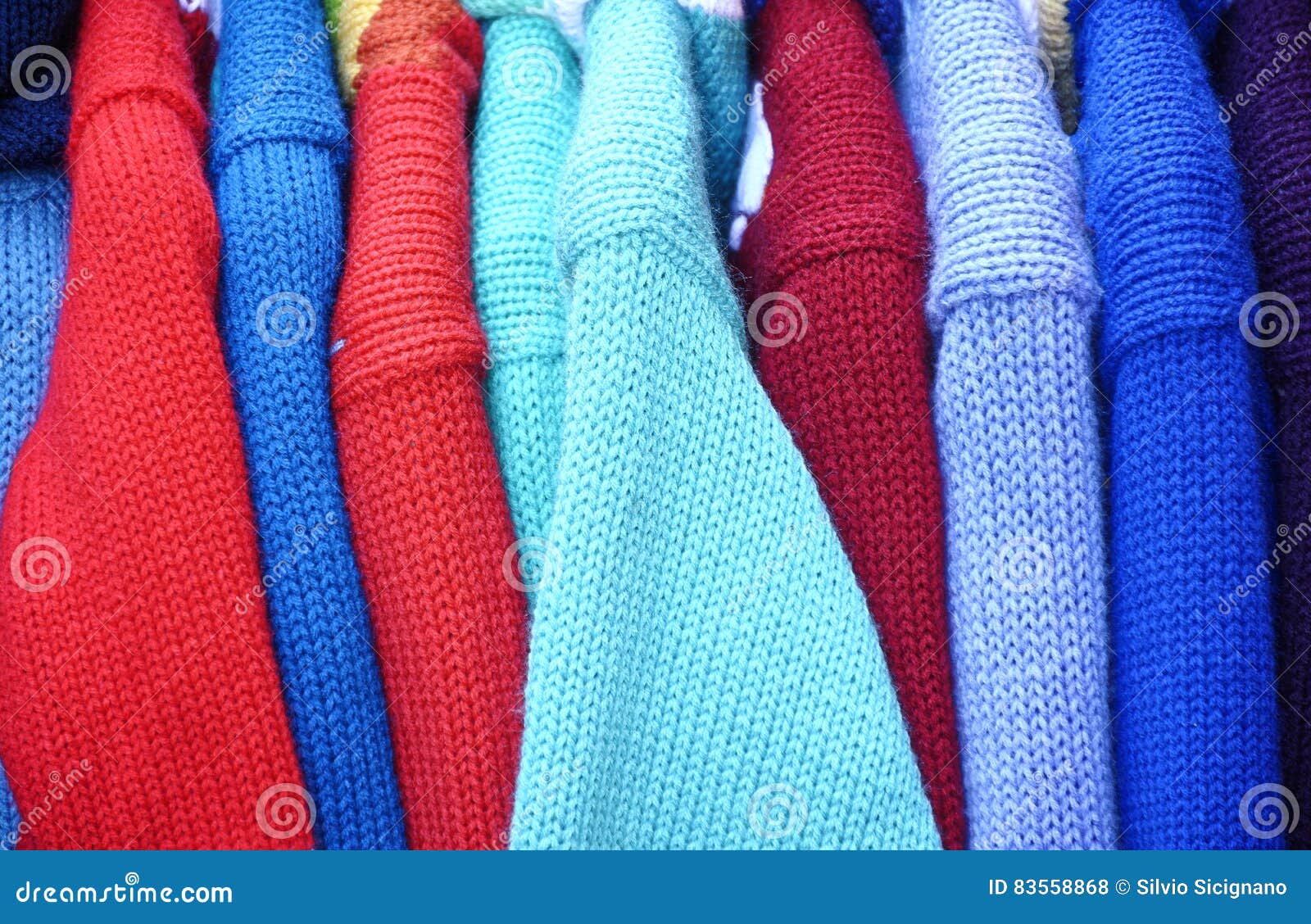 Colorful wool sweaters stock photo. Image of macro, knitwear - 83558868