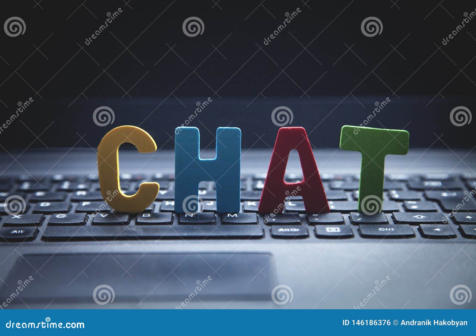 Colorful Word Chat on Laptop Keyboard Stock Photo - Image of word ...