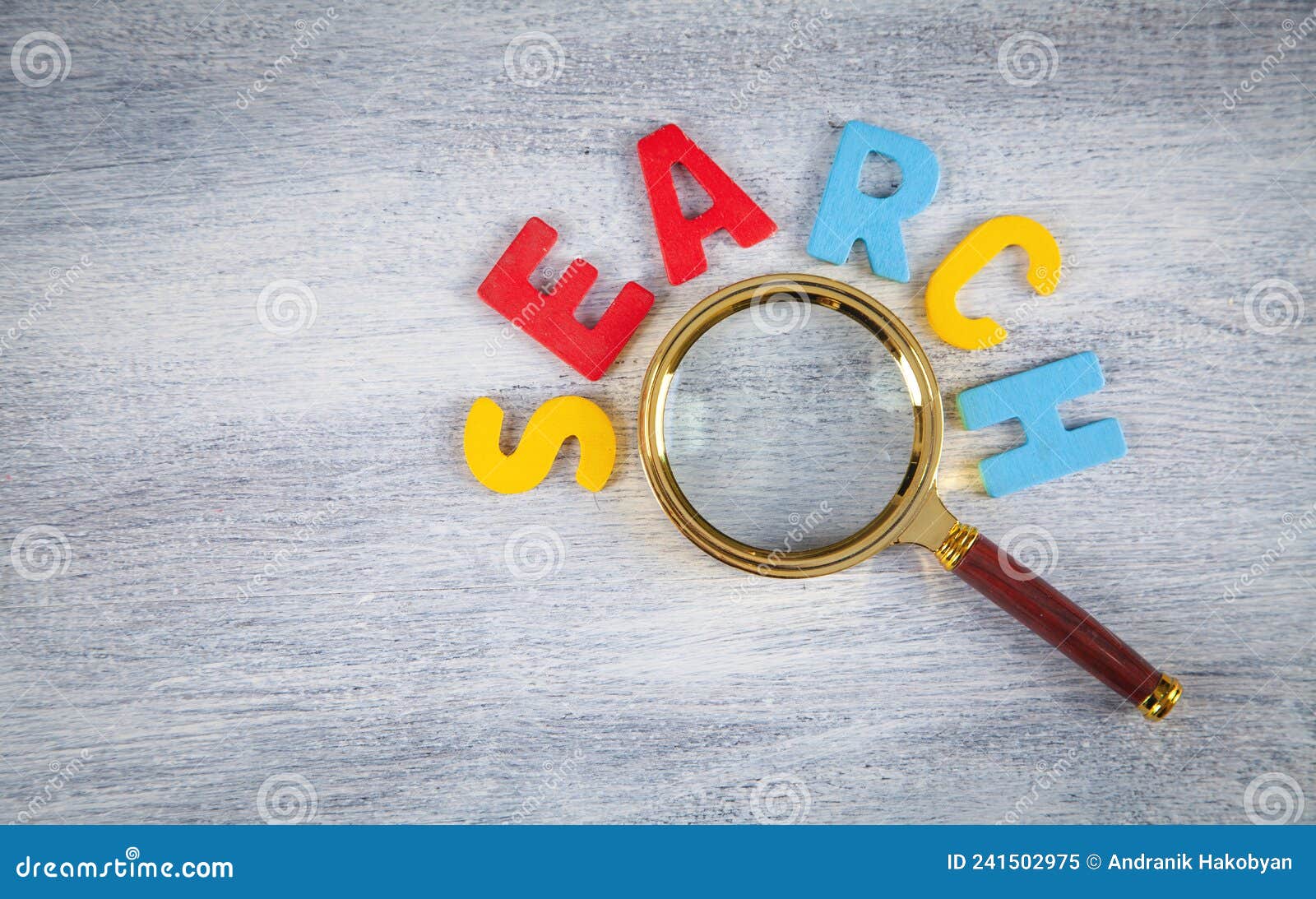 Colorful Word Search with Magnifying Glass Stock Image - Image of ...