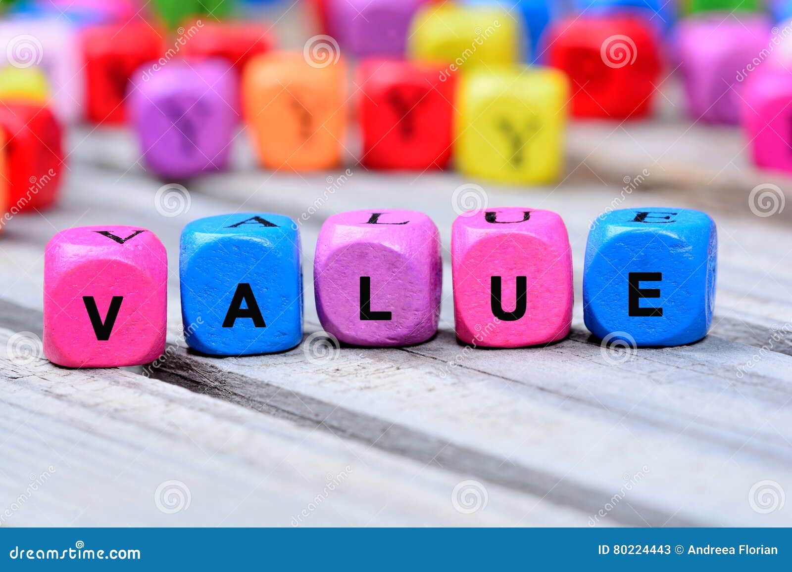 The Colorful Word Value on Table Stock Image - Image of object, closeup ...
