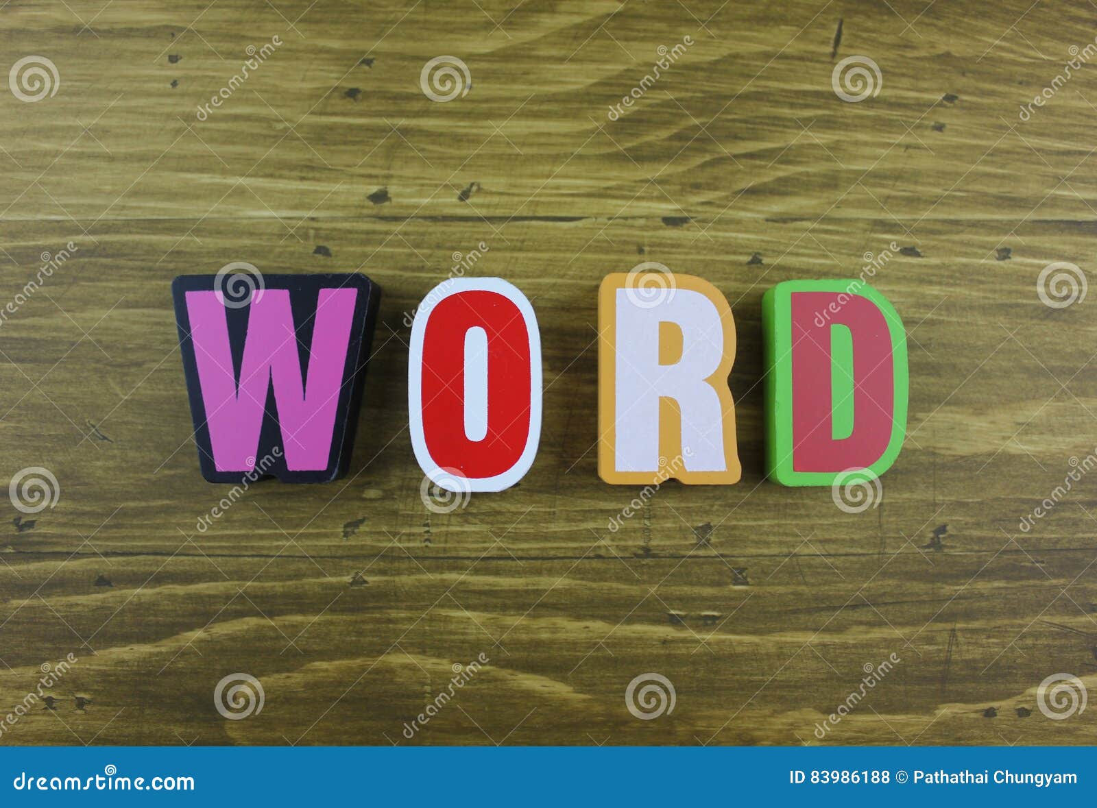 The Colorful Word `Word` Over the Wooden Board Surface. Stock Photo ...
