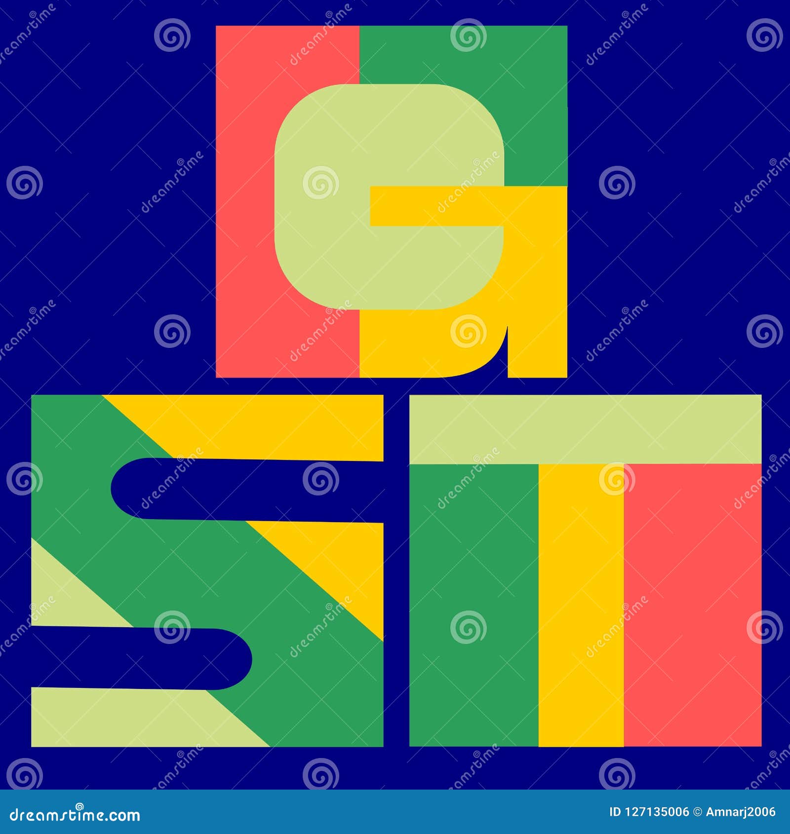 Colorful Wording GST Design in Box . Stock Illustration - Illustration ...