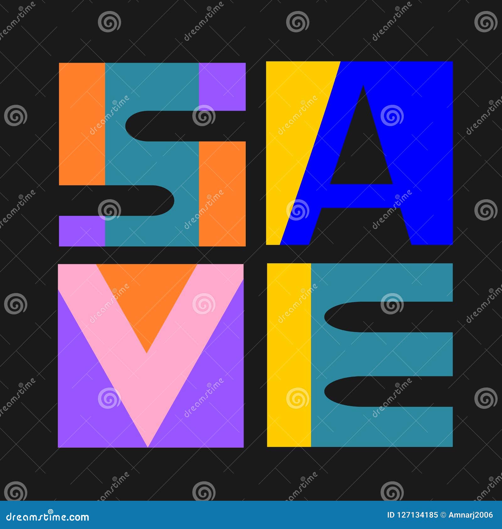 Colorful Wording Save Design in Box .Illustration Stock Illustration ...