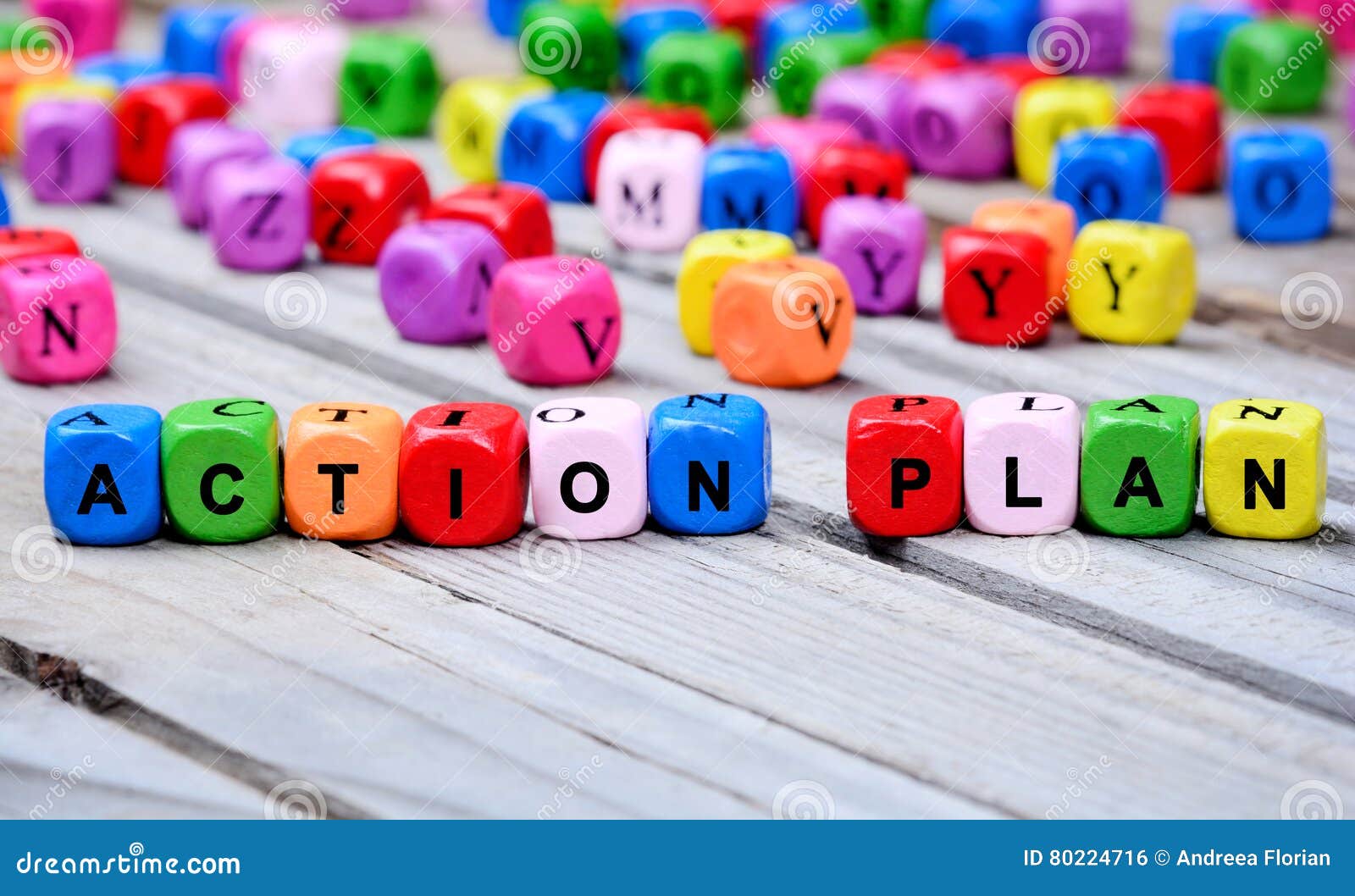 The Colorful Words Action Plan on Table Stock Photo - Image of colorful ...