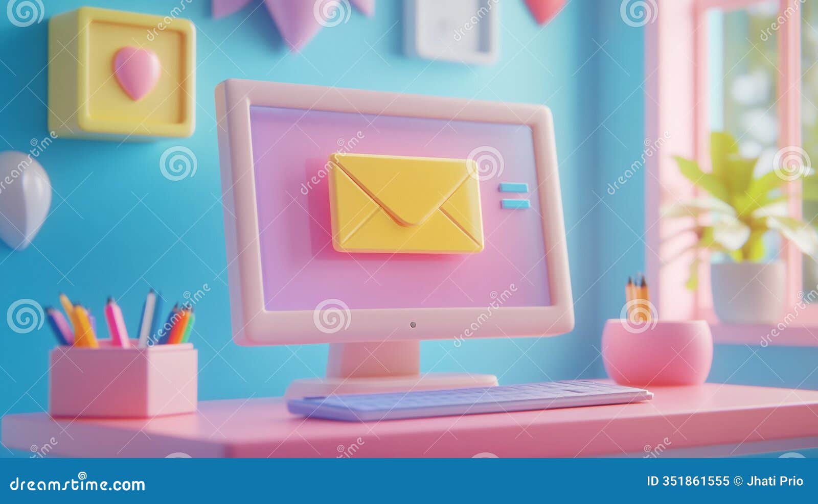 Colorful Workspace with a Playful Computer Setup and Cheerful Decor ...