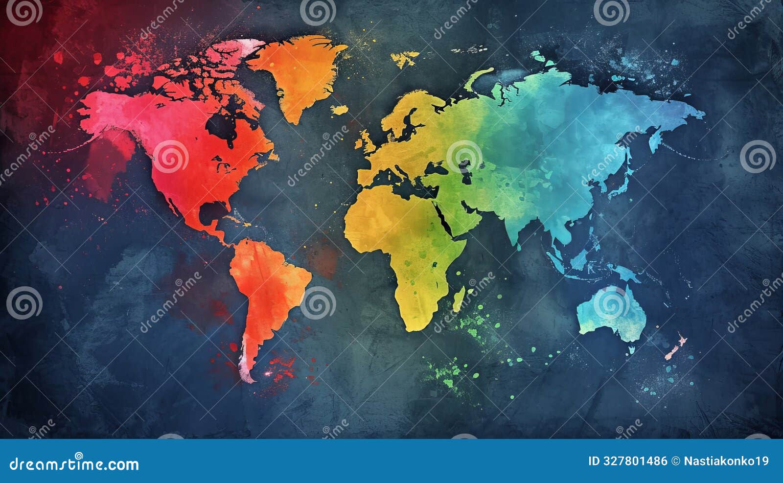 Colorful World Map on Dark Background Stock Photo - Image of dark ...