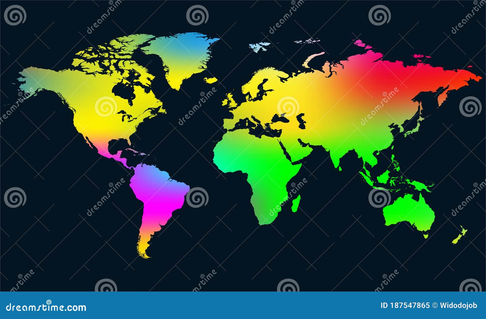 Colorful World Map stock vector. Illustration of africa - 187547865