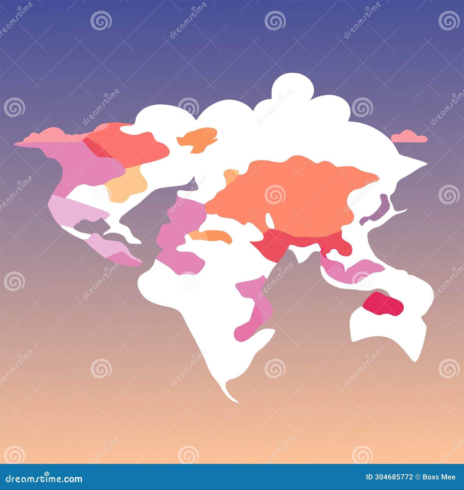 Colorful World Map on Gradient Background. Vector Illustration for Your ...