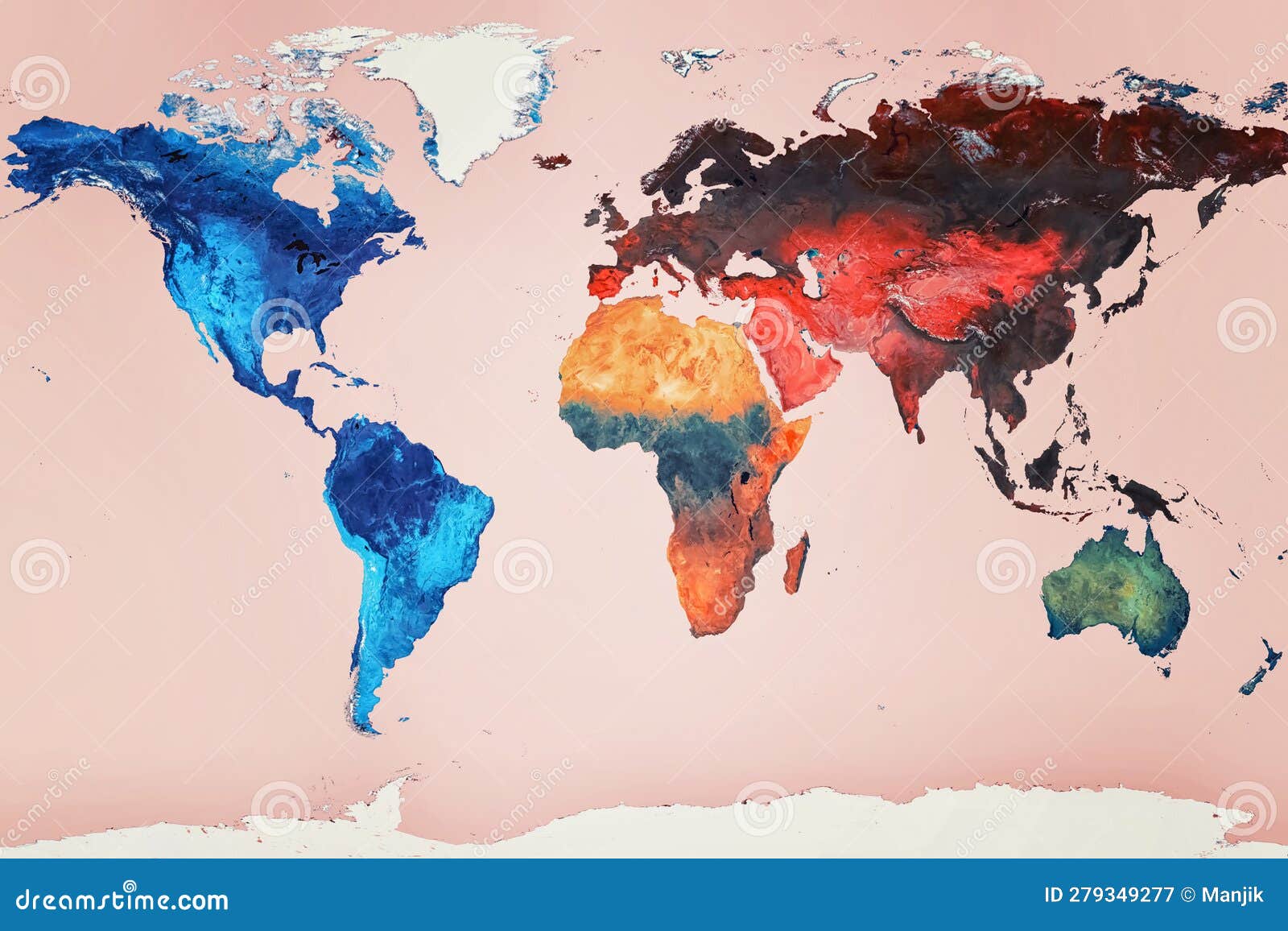 Colorful World Map stock illustration. Illustration of continents ...
