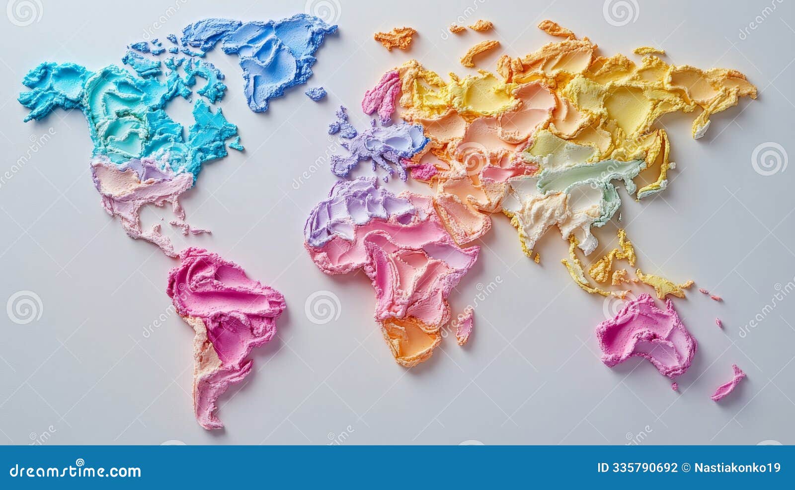Colorful World Map Made of Colorful Ice Cream on White Background Stock ...