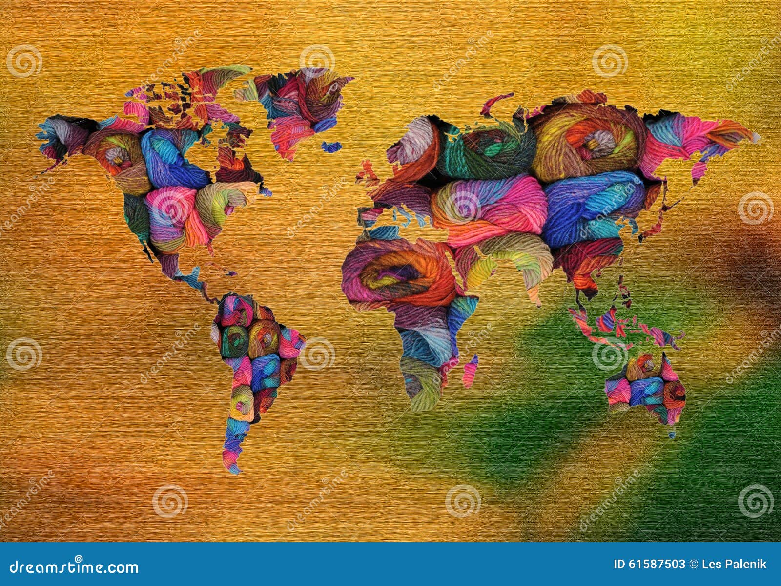 Colorful World Map stock image. Image of knitting, material - 61587503
