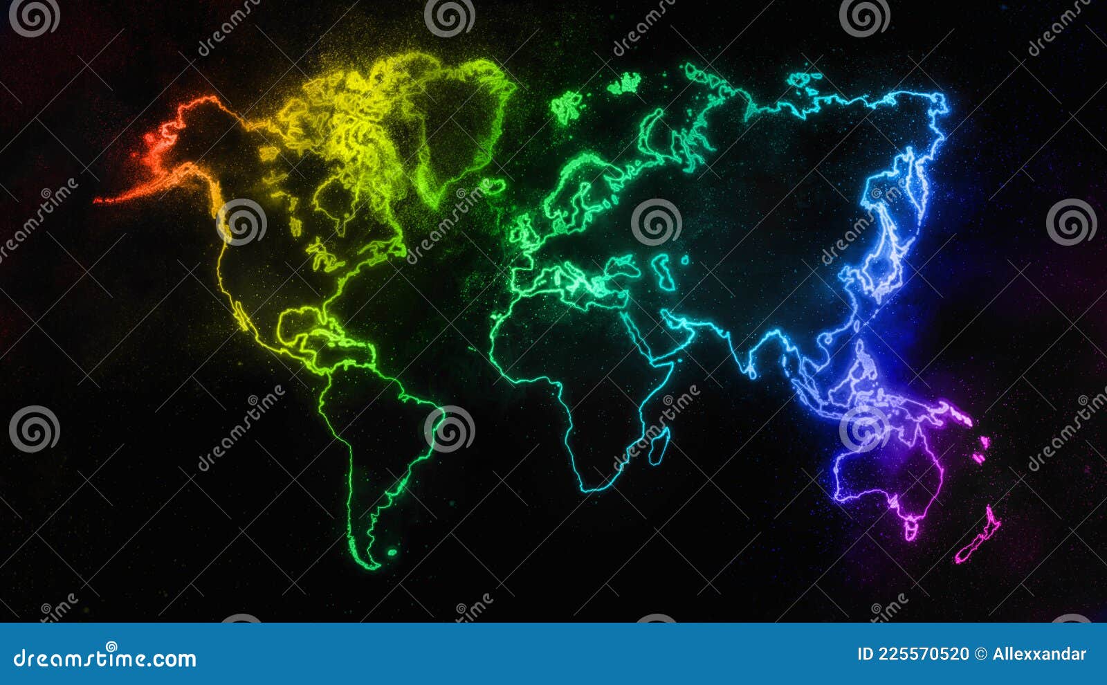 Colorful WorldÂ MapÂ on Dark Background, RainbowÂ Glowing World Map ...