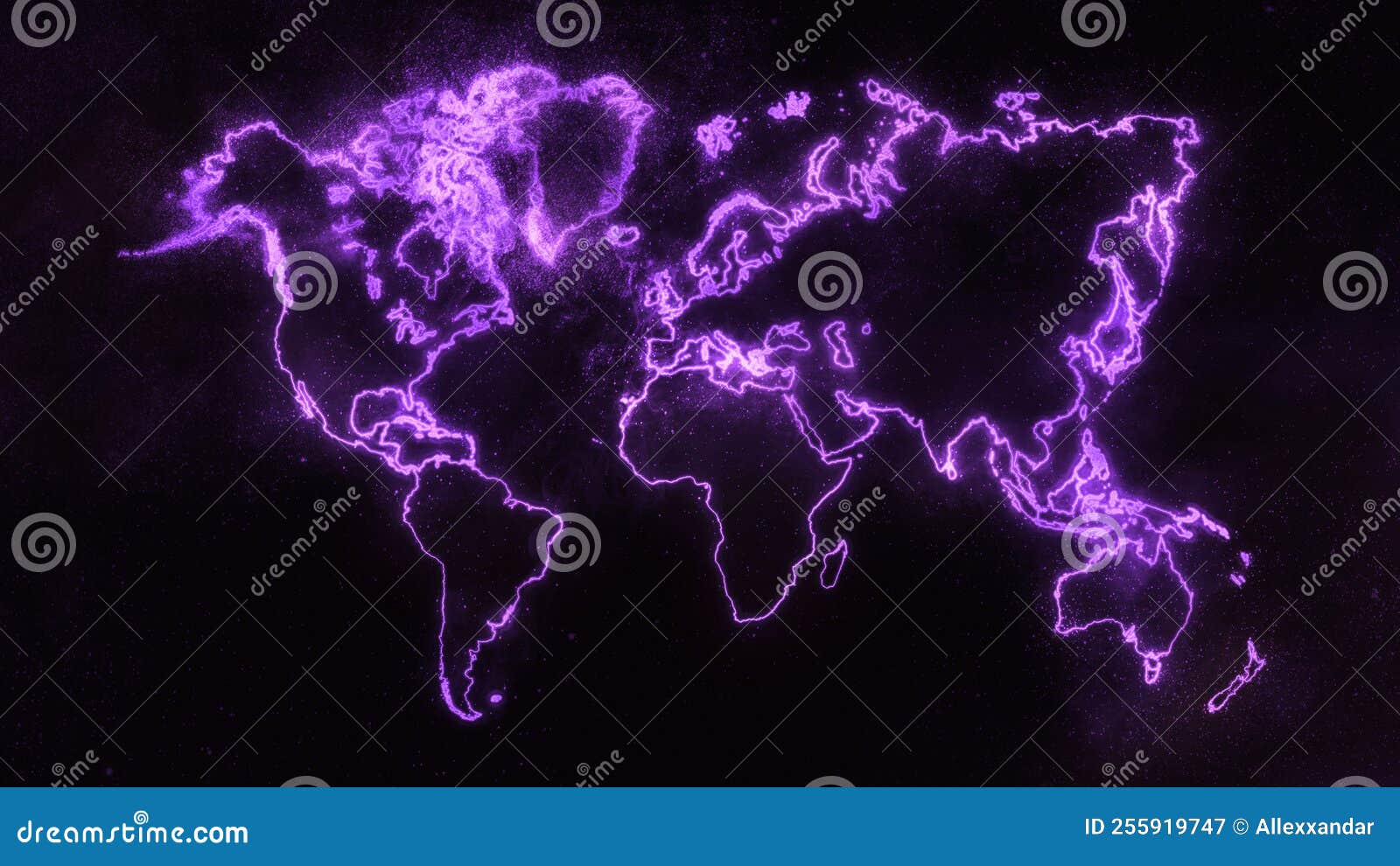 Colorful WorldÂ MapÂ on Dark Background, VioletÂ Glowing World Map ...