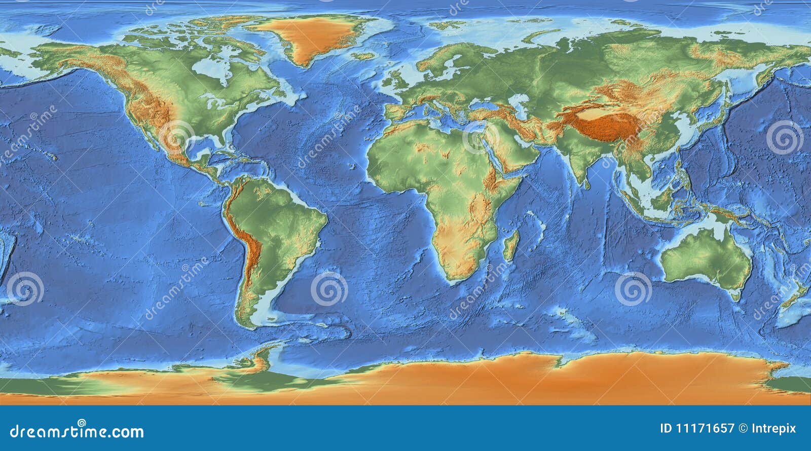 Colorful World Map With Relief Stock Illustration - Illustration of ...