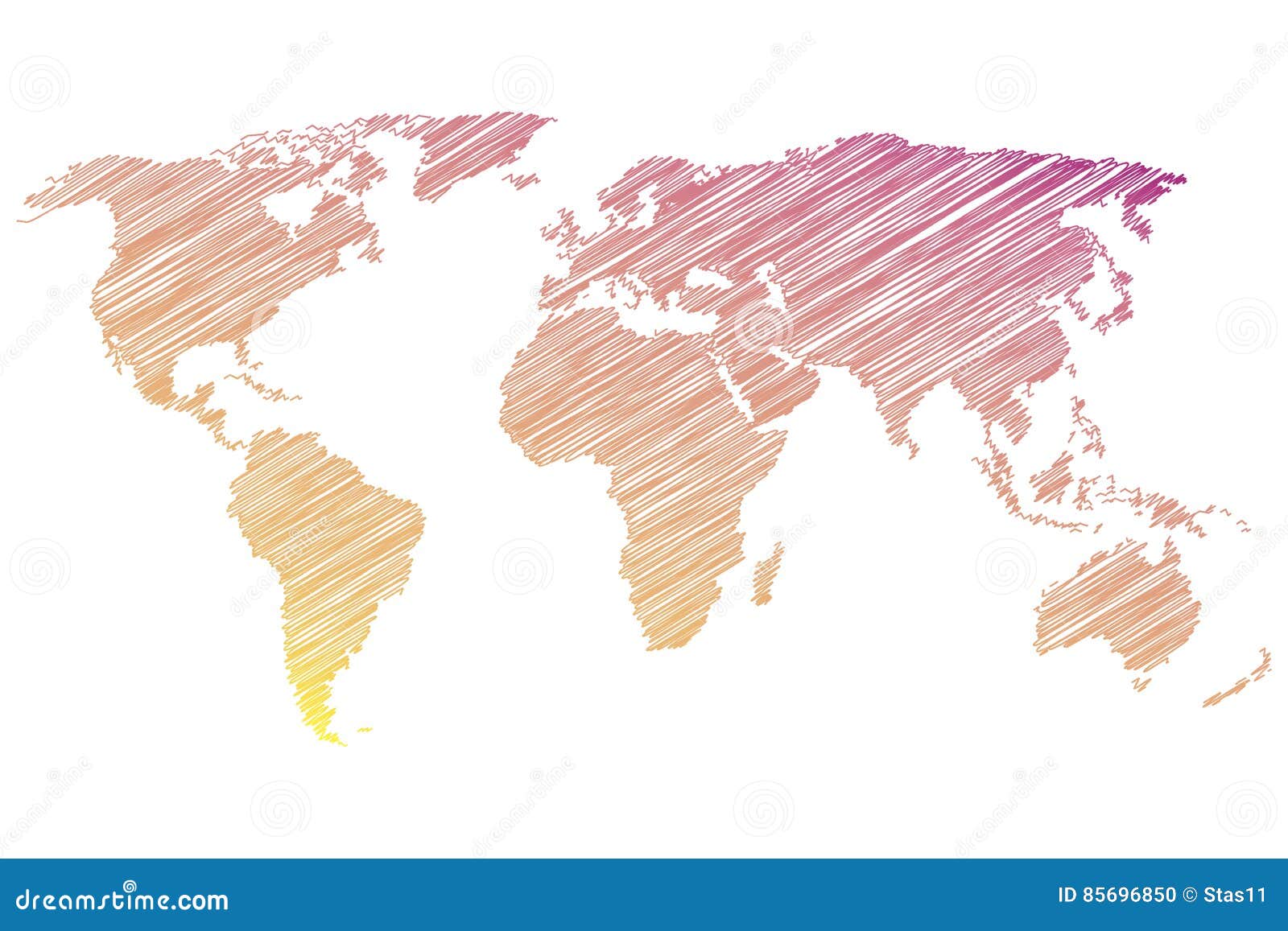 Colorful World Map with Scribble on a White Background. Vector ...