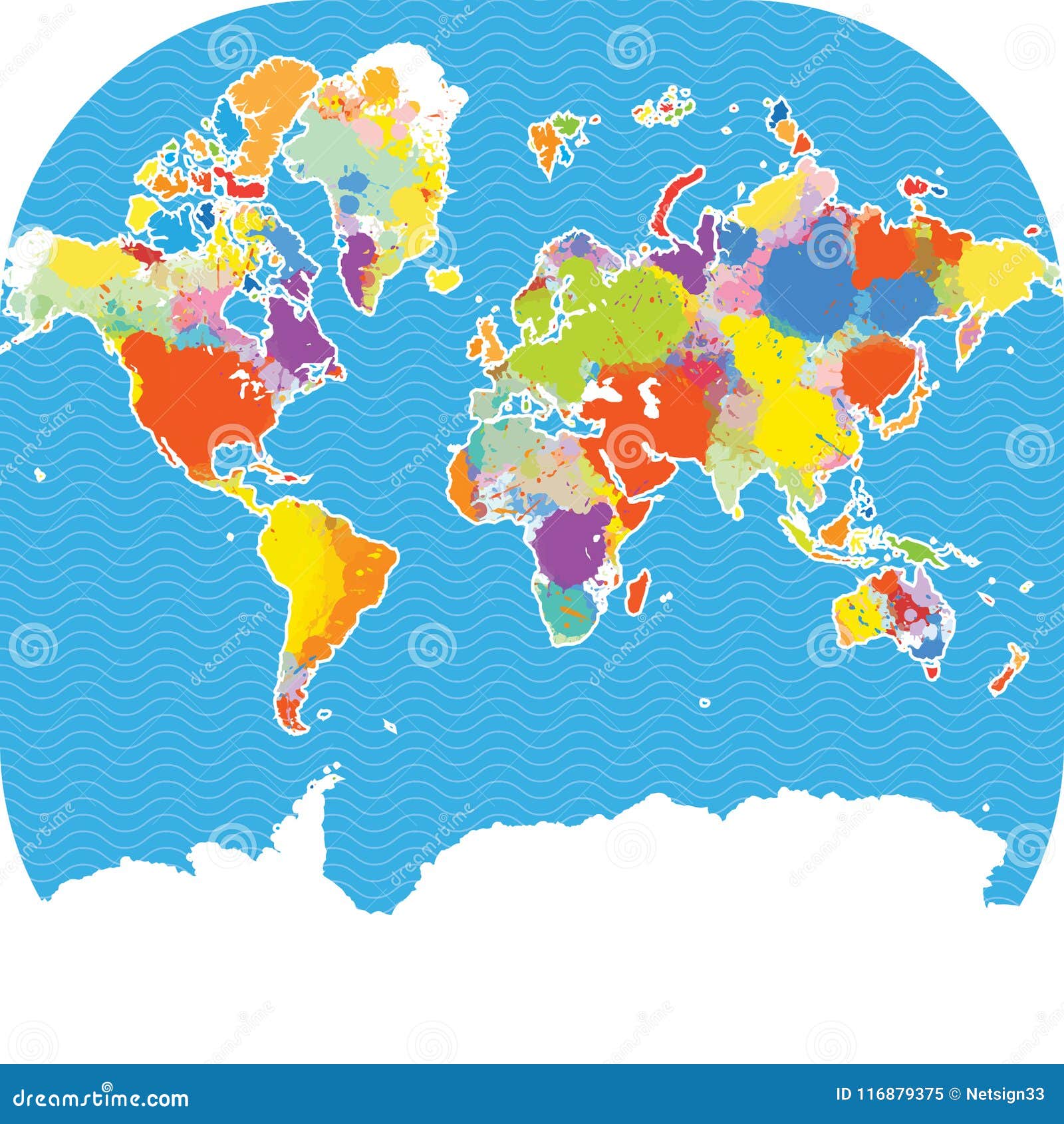 Colorful World Map with Vector Splatters Stock Vector - Illustration of ...