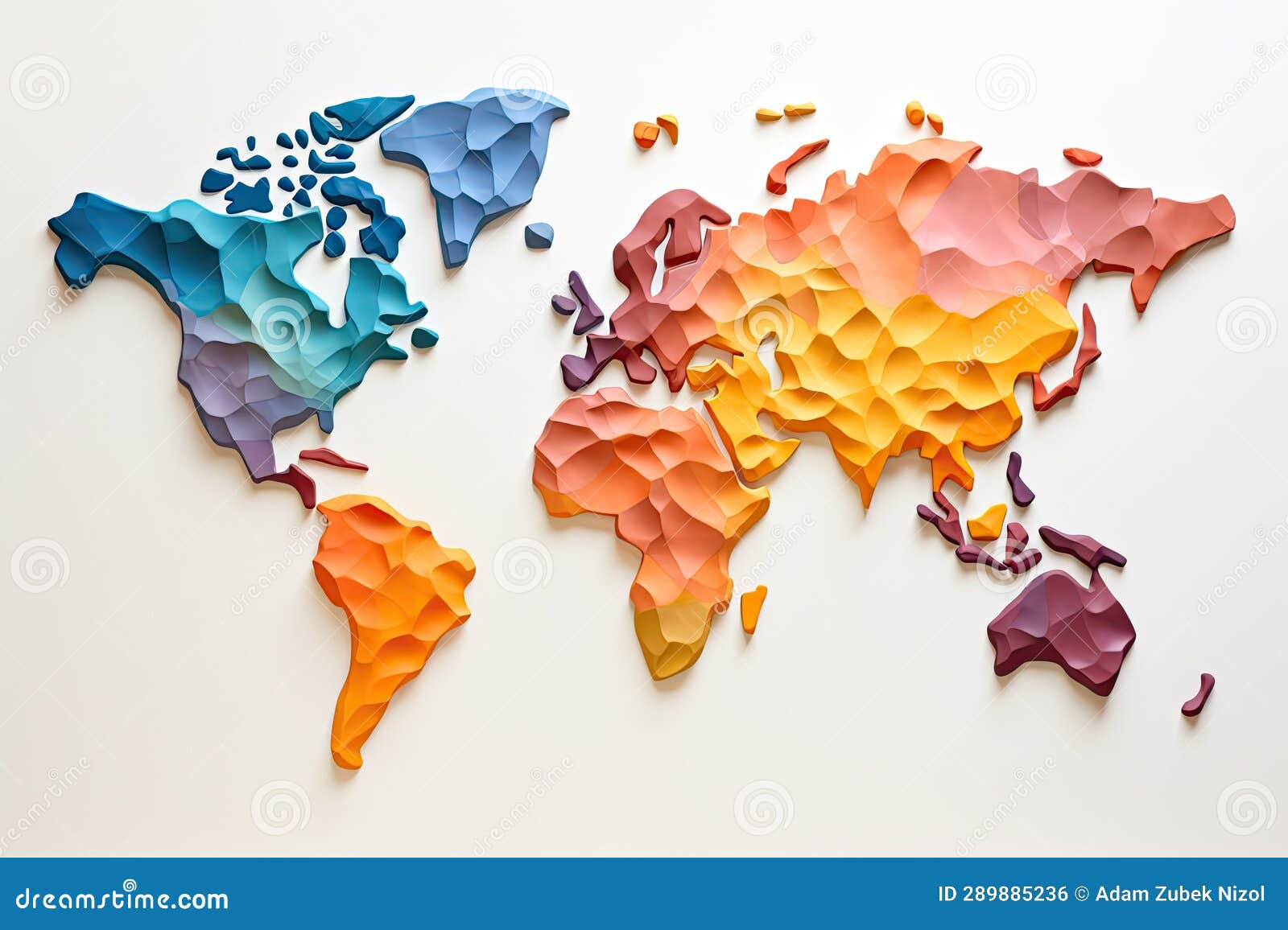 A Colorful World Map on a White Surface Stock Illustration ...