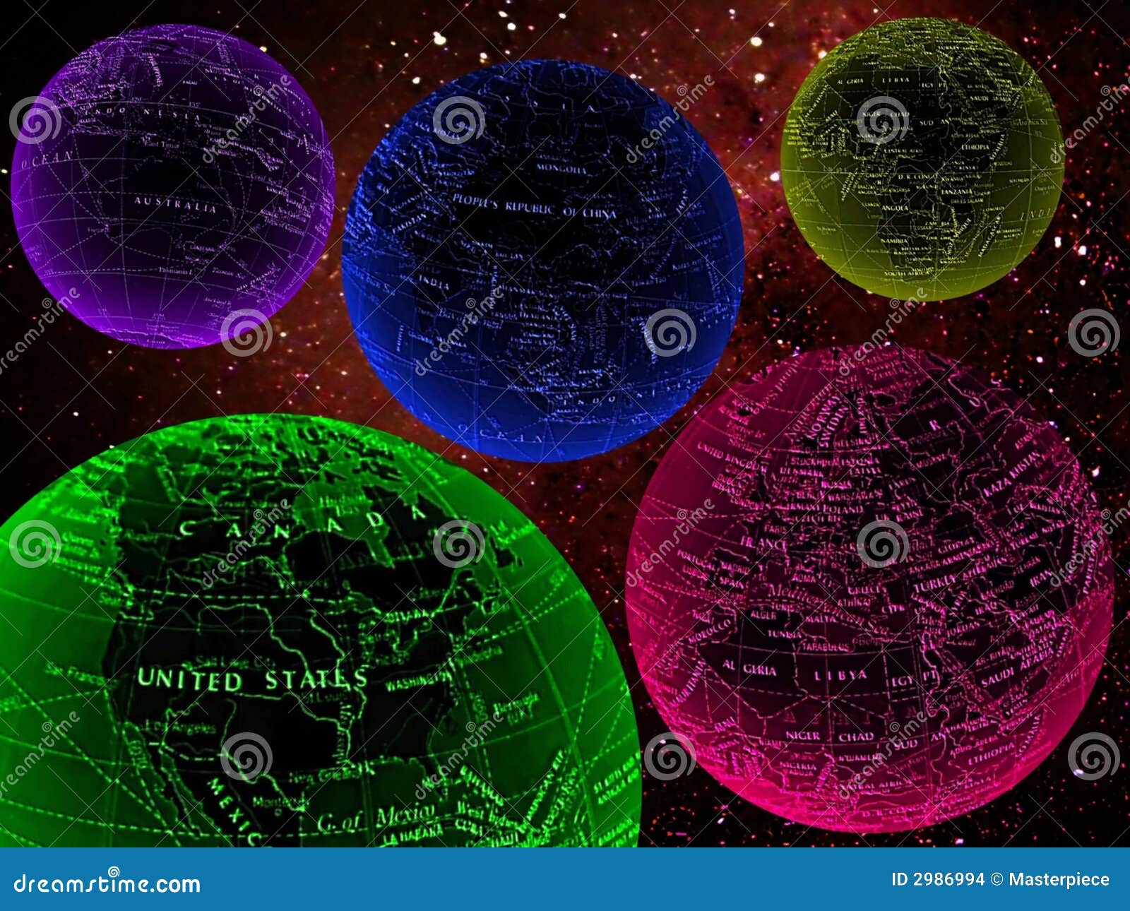 Colorful worlds in space stock illustration. Illustration of country ...