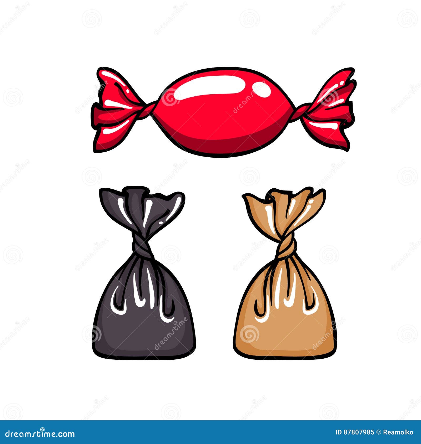 Colorful Wrapped Candies Set. Stock Vector - Illustration of vector ...