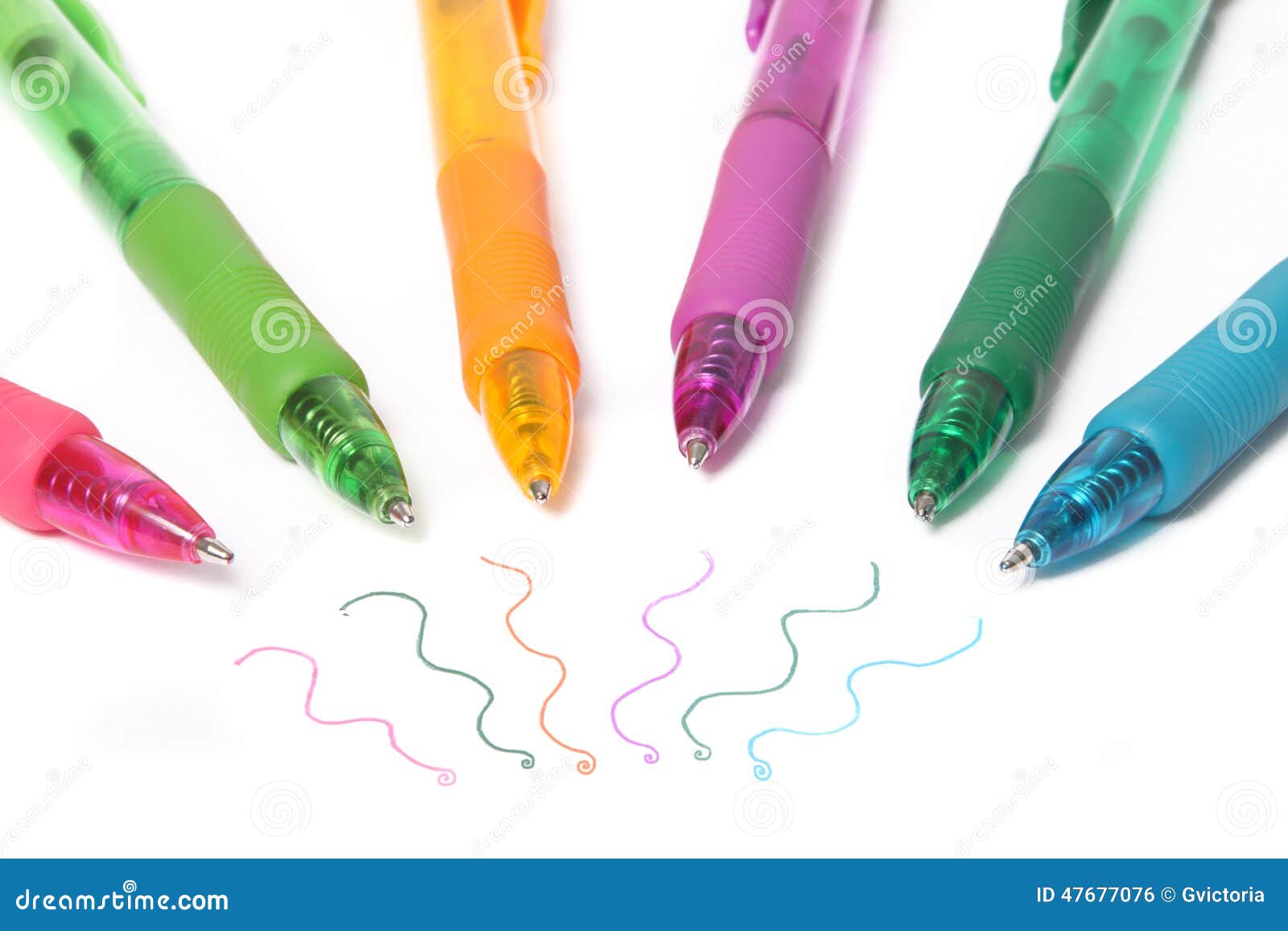 Colorful Writing Pens with Squiggles Stock Photo - Image of orange ...