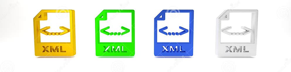 Colorful XML File Document. Download Xml Button Icon Isolated on White Background. XML File ...