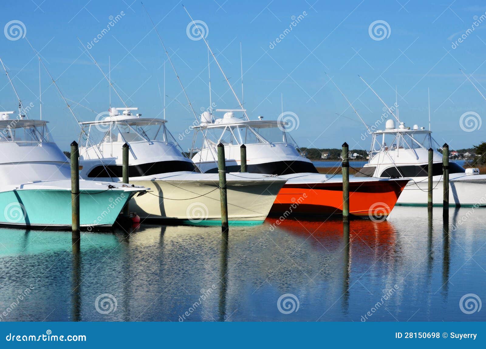 Colorful Yachts Boats Marina Waterway Luxury Stock Photo - Image of ...