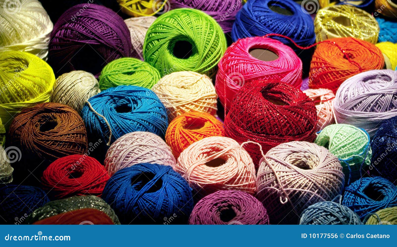 Colorful Yarn And Crochet Hook For Knitting In Wicker Basket Stock ...