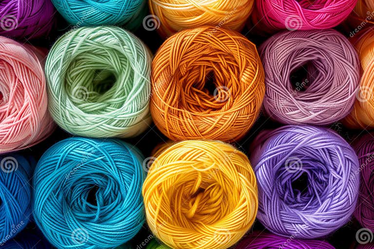 Colorful Yarn Rolls Creating a Vibrant and Dynamic Artistic Background ...