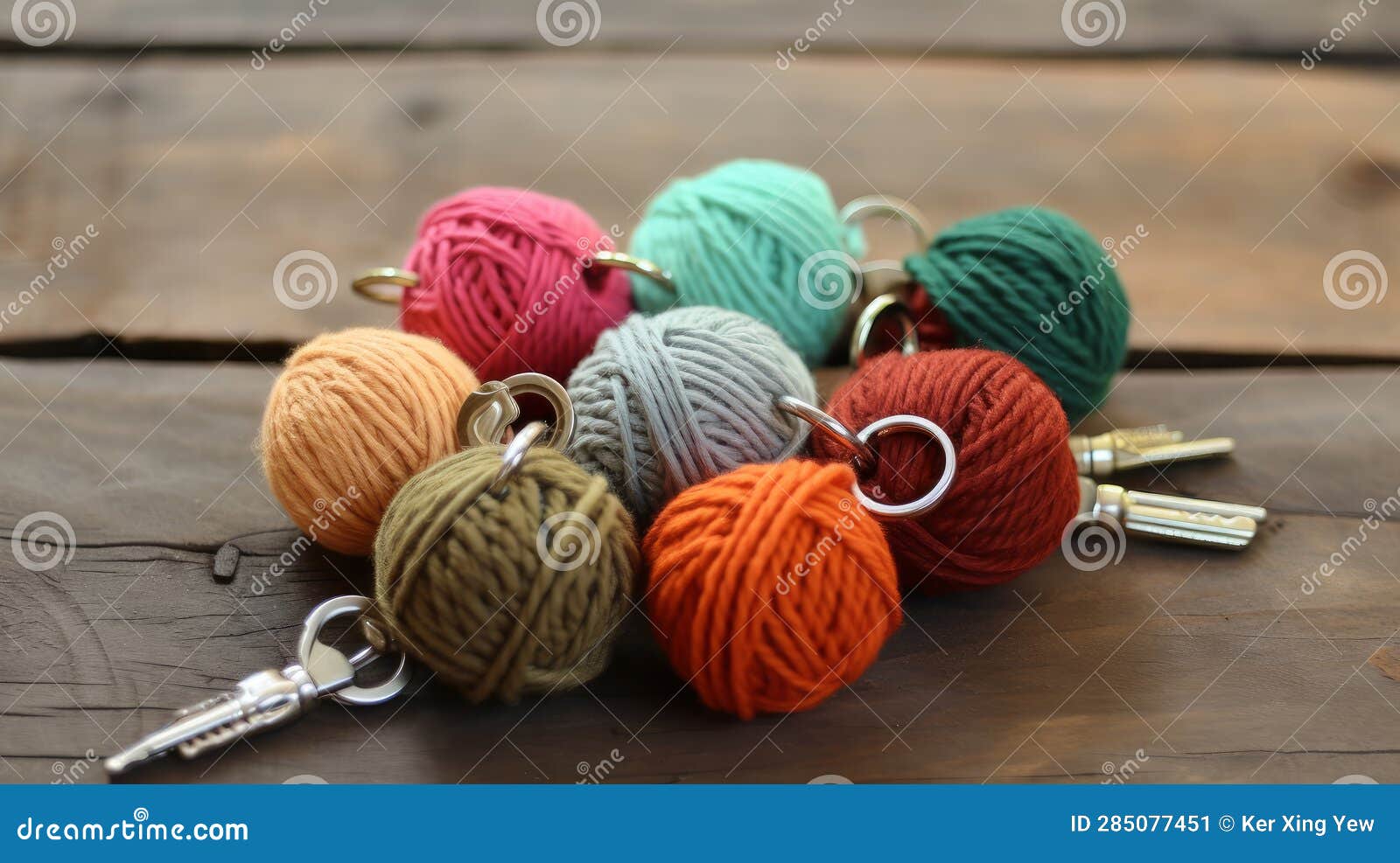Colorful Yarn Wrapped Keychains Stock Illustration - Illustration of ...