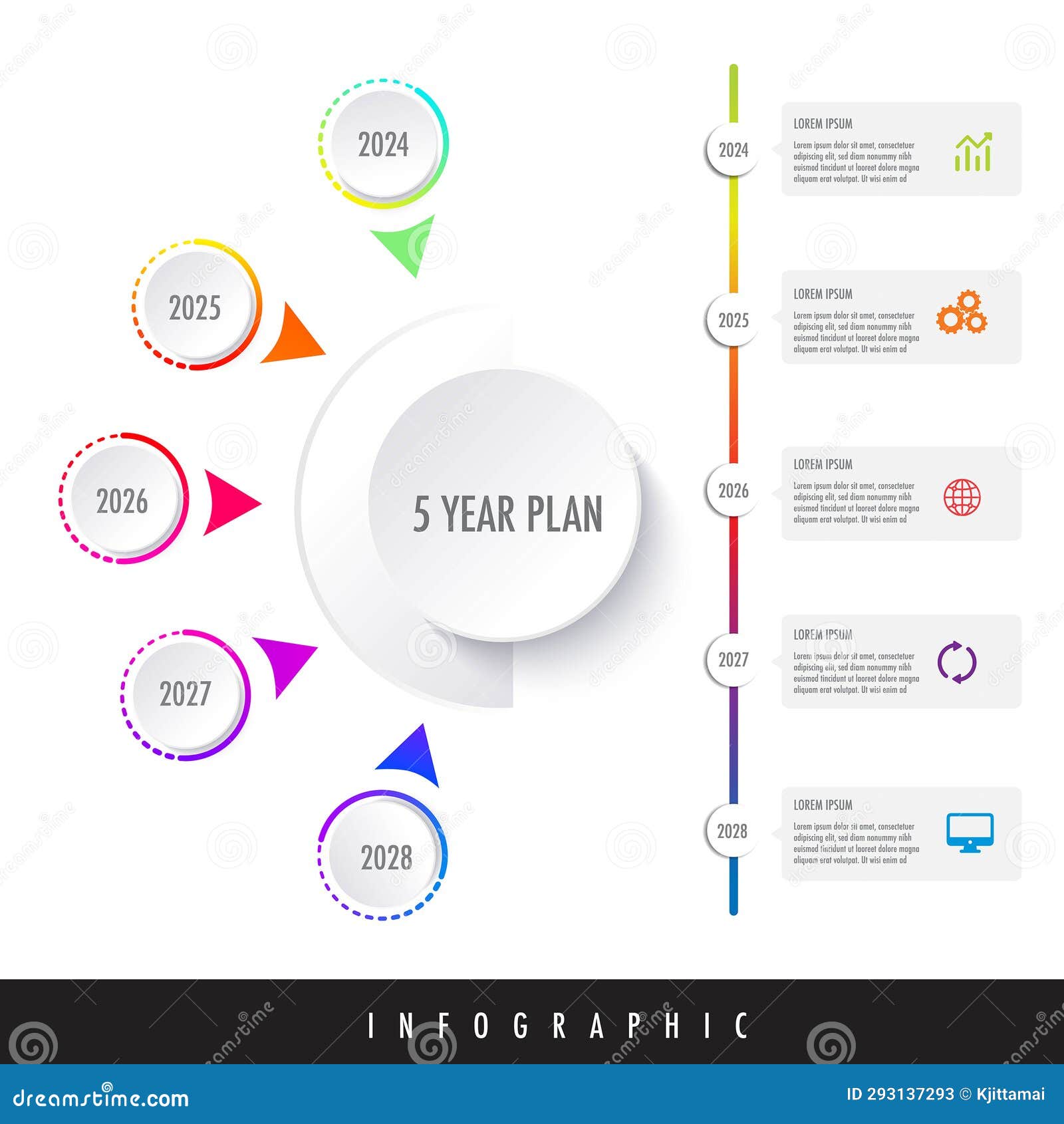 Colorful 5 Year Plan Projects and Milestone Infographic Template Stock ...