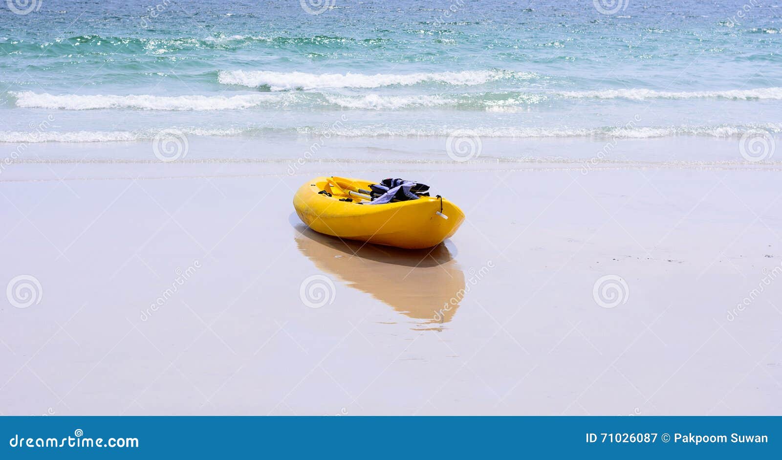Colorful Yellow Kayaks on Beach Stock Image - Image of material, float ...