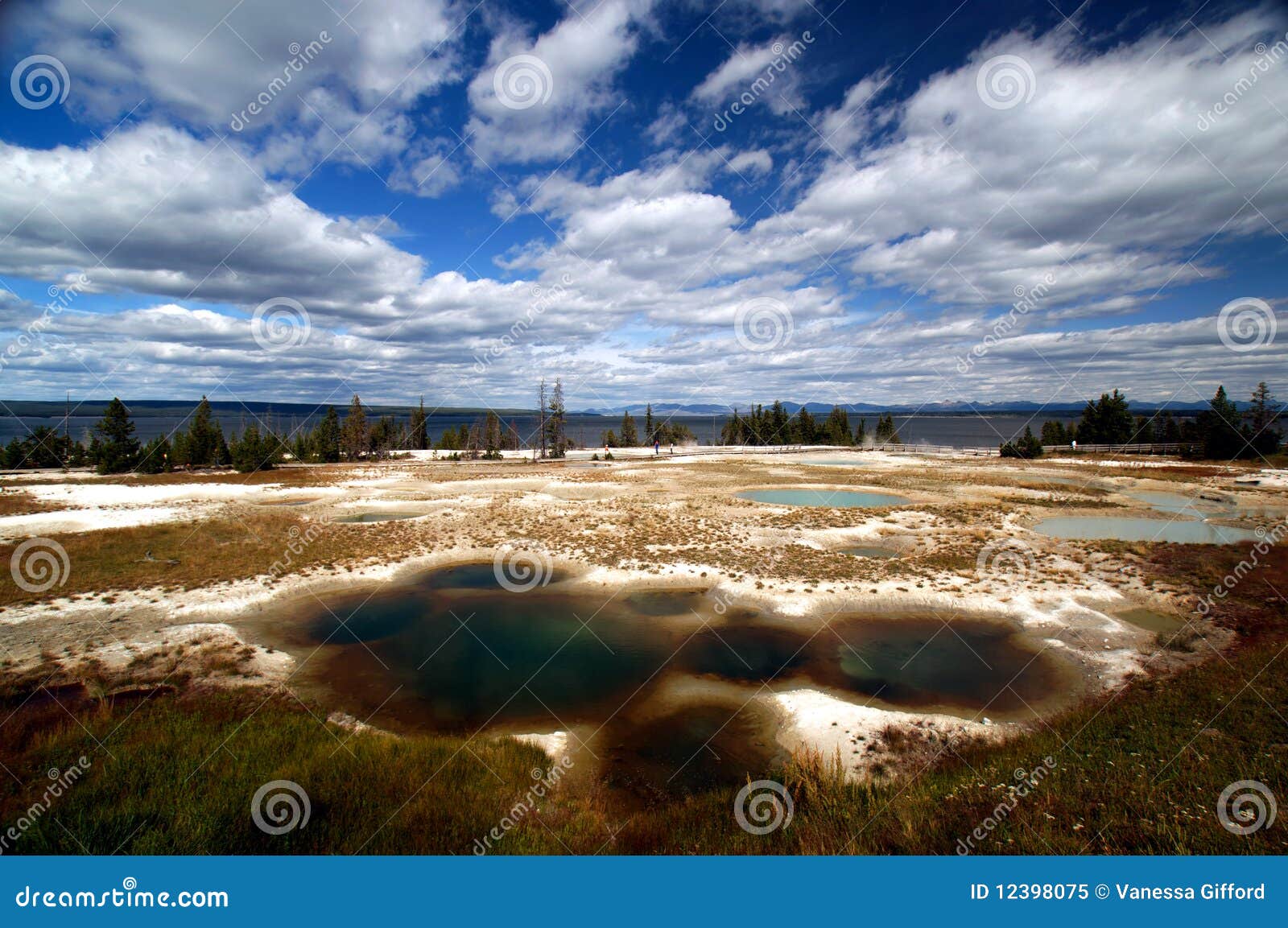 Colorful Yellowstone Hot Spring Stock Image - Image of morning ...