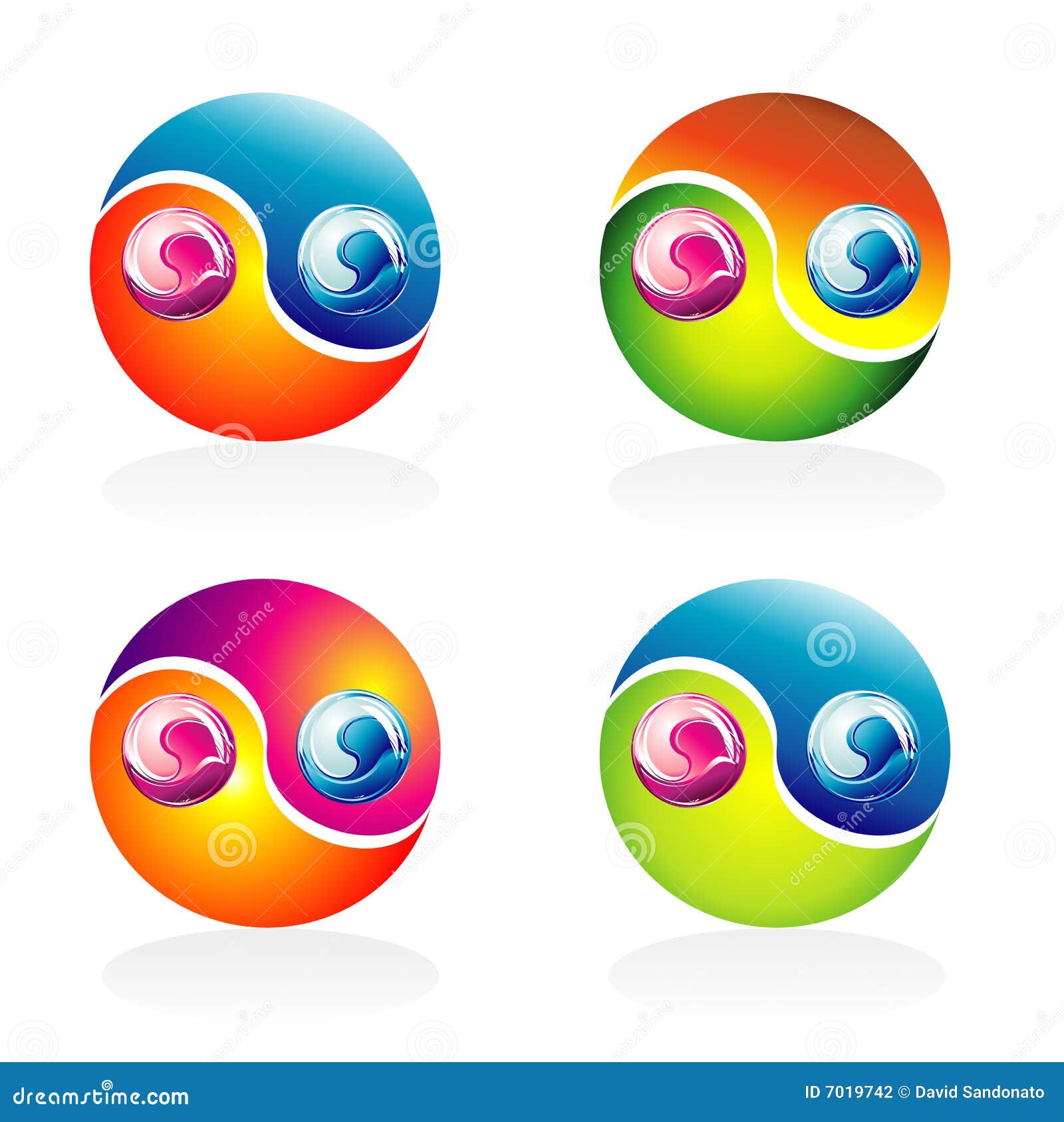 Colorful Ying Yang stock vector. Illustration of arts - 7019742