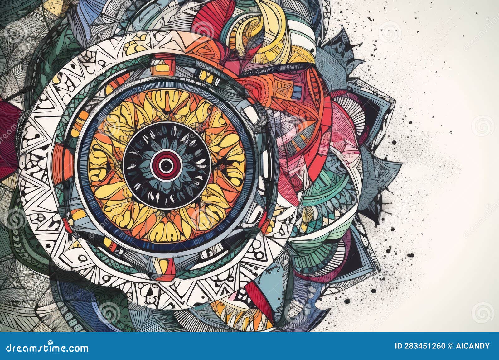 Radial Zentangle Mandala Adult Coloring Book Page. Zendoodle Circular ...