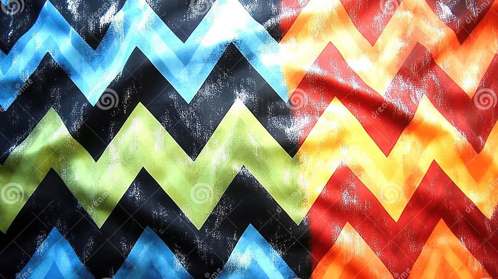 A Colorful Zigzag Pattern Featuring Various Vibrant Colors on a Fabric ...