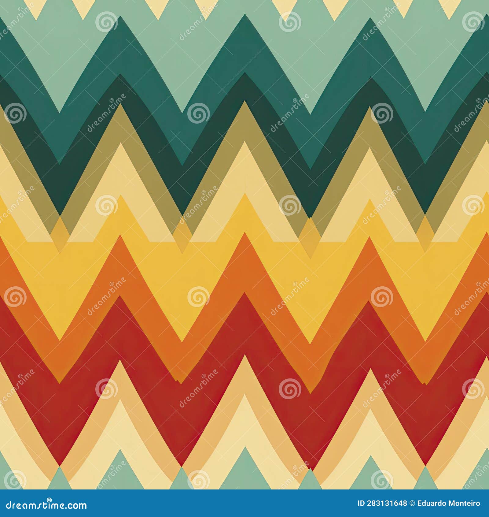 Colorful Zigzag Patterned Background in a Mid-century Style (tiled ...