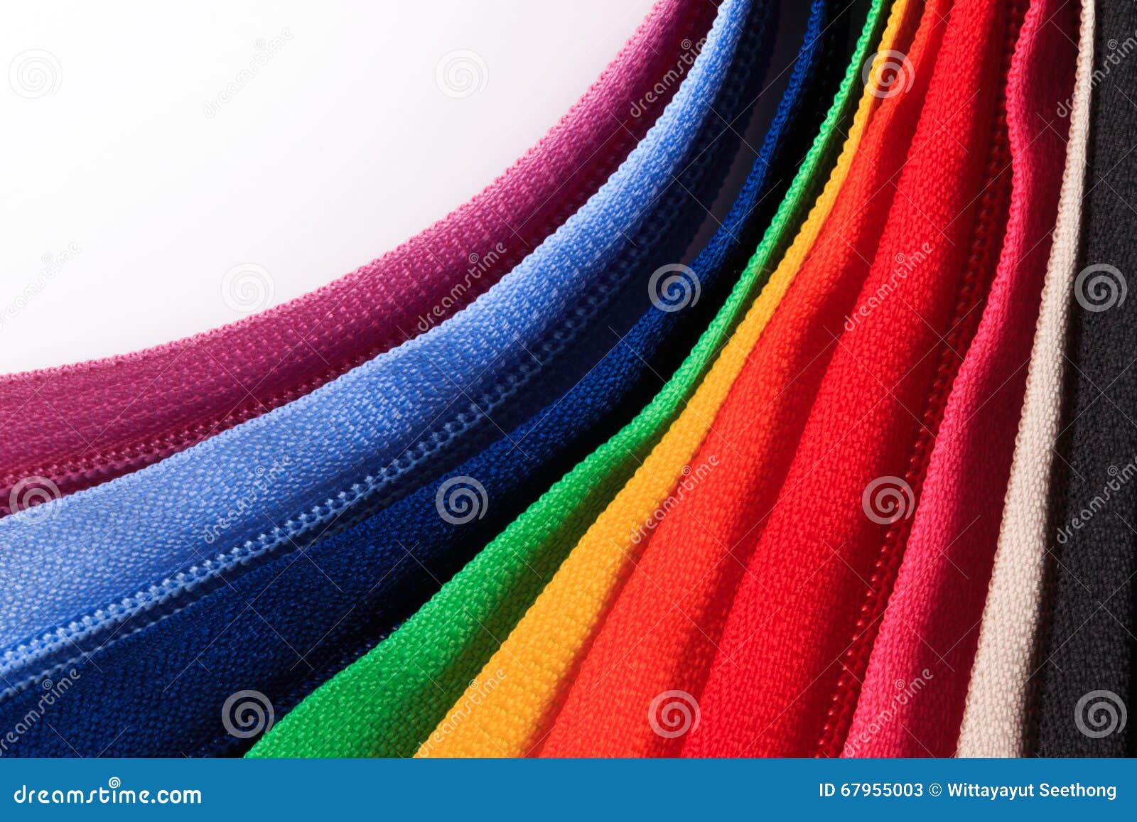 Colorful Zippers in Different Colors on White Background. Stock Image ...