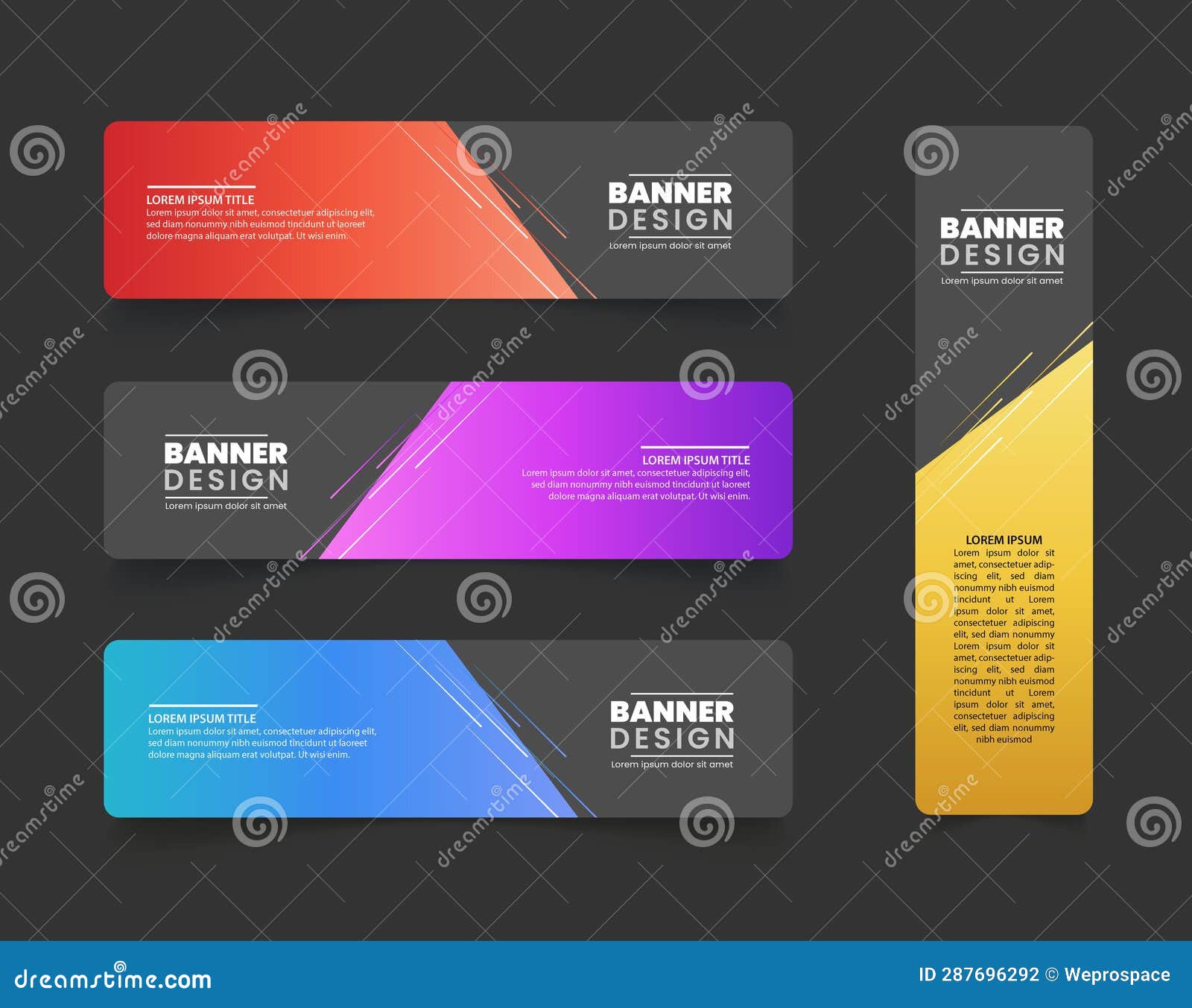 Colorfull Abstract Banner with Curve Forms and Cycles Vertical and ...