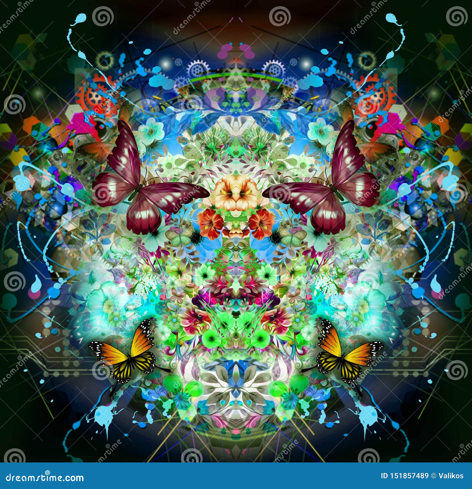 Colorfull Art in Abstract Magic Splashes Background Stock Illustration ...