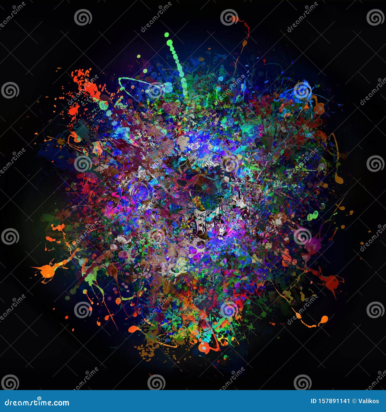 Colorfull Art in Abstract Magic Splashes Background Stock Illustration ...