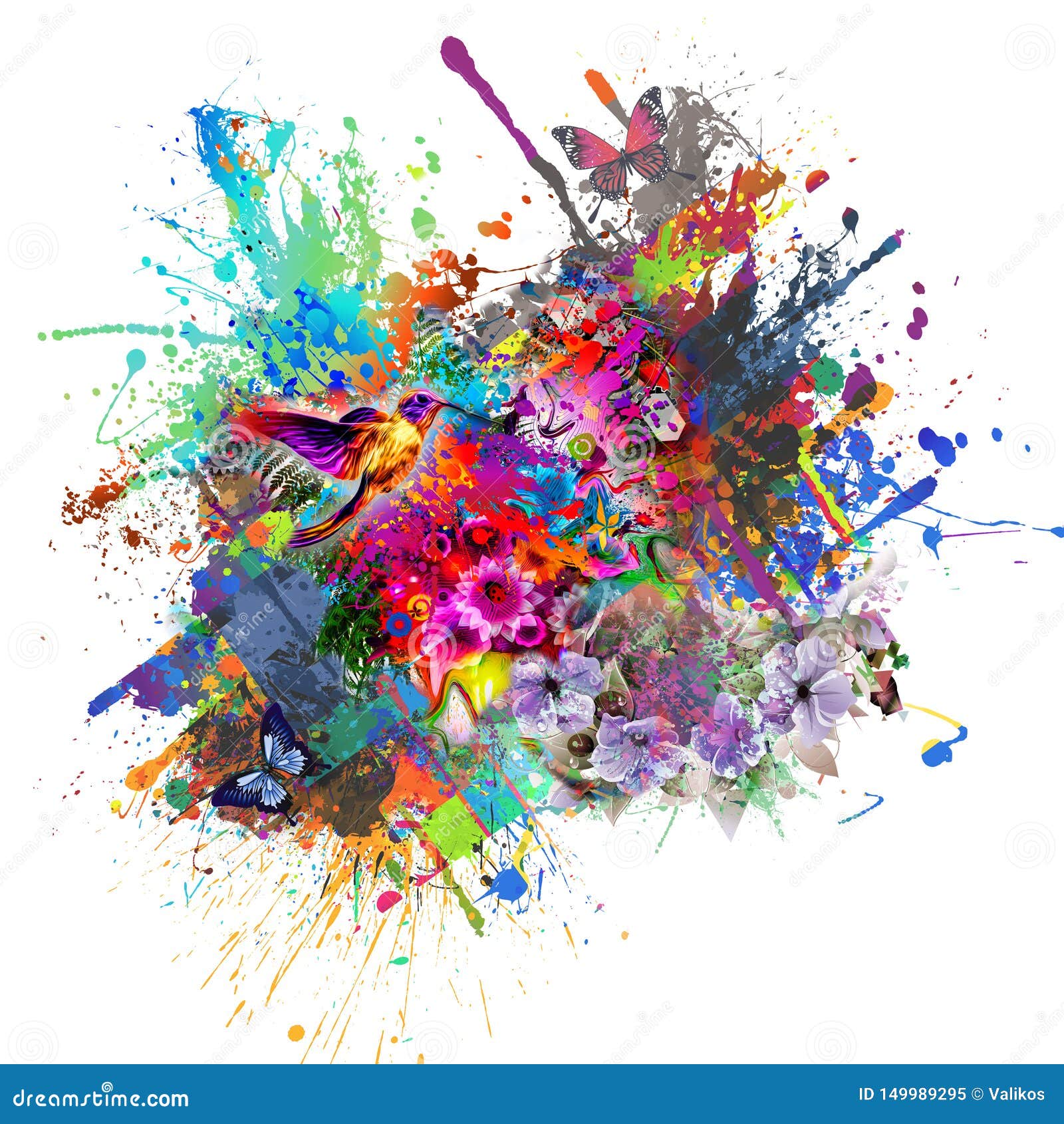 Colorfull Art in Abstract Magic Splashes Background Stock Illustration ...