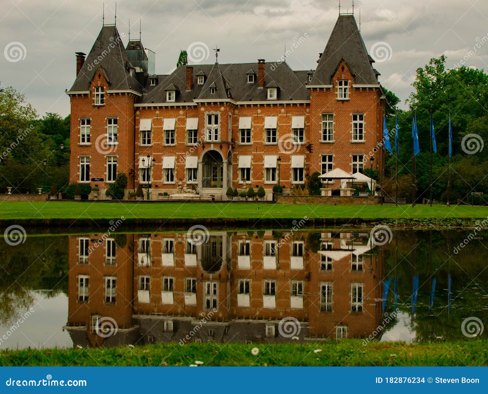 Colorfull Chateau by the Lake Stock Photo - Image of colorful, palace ...