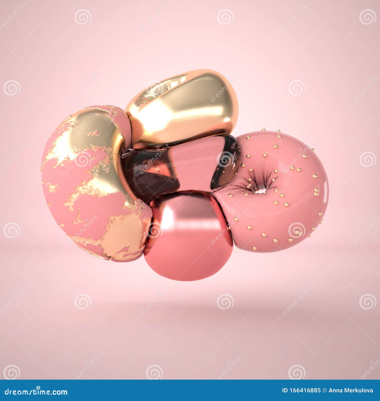 Colorfull Dynamic Abstract Soft Geometric Shapes. 3d Render Spheres and ...