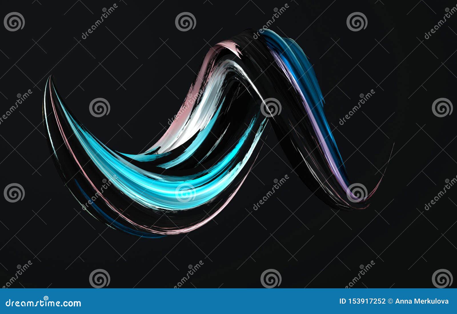 Colorfull Dynamic Abstract Twisted Shape. 3d Render Vawe, Spiral ...