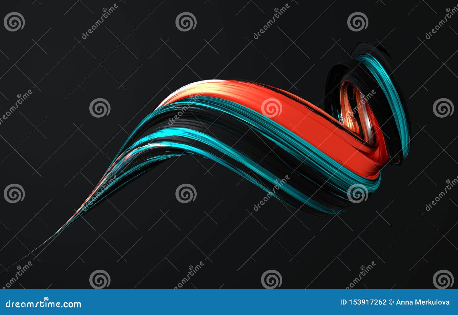 Colorfull Dynamic Abstract Twisted Shape. 3d Render Vawe, Spiral. Computer Generated Geometric ...