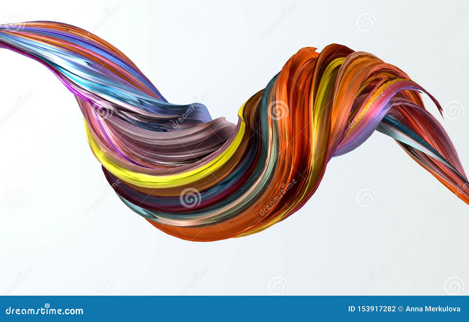 Colorfull Dynamic Abstract Twisted Shape. 3d Render Vawe, Spiral ...
