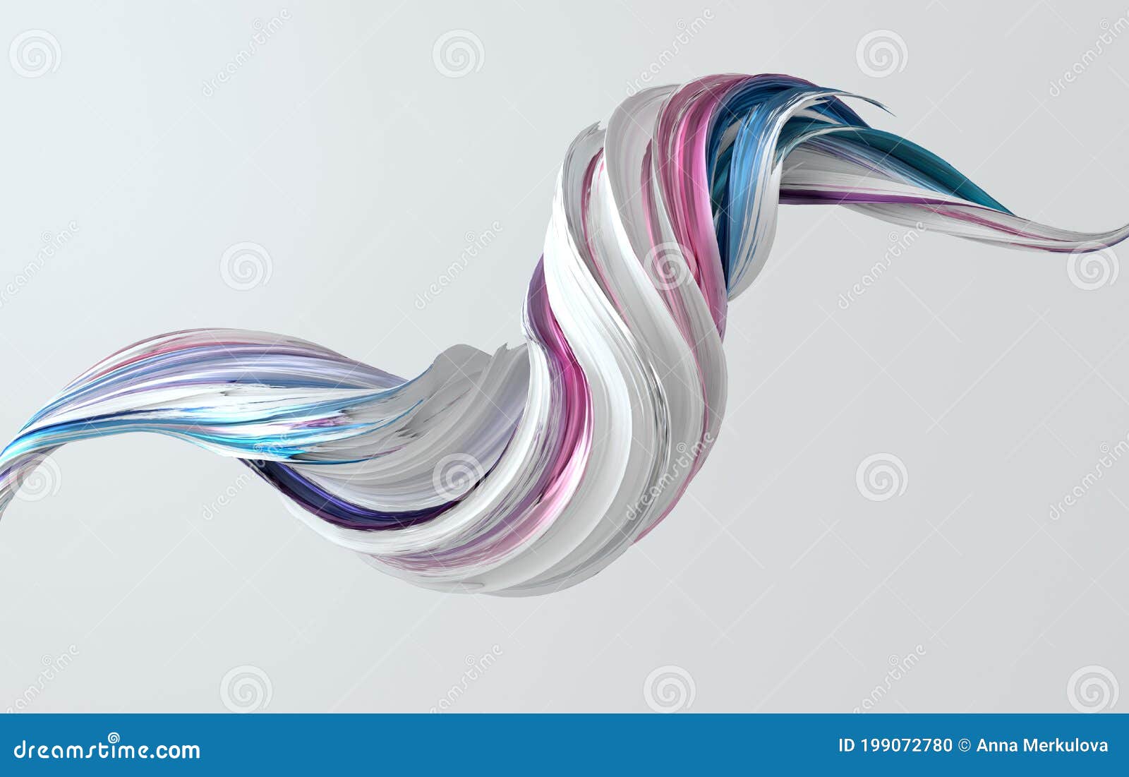 Colorfull Dynamic Abstract Twisted Shape. 3d Render Vawe, Spiral ...