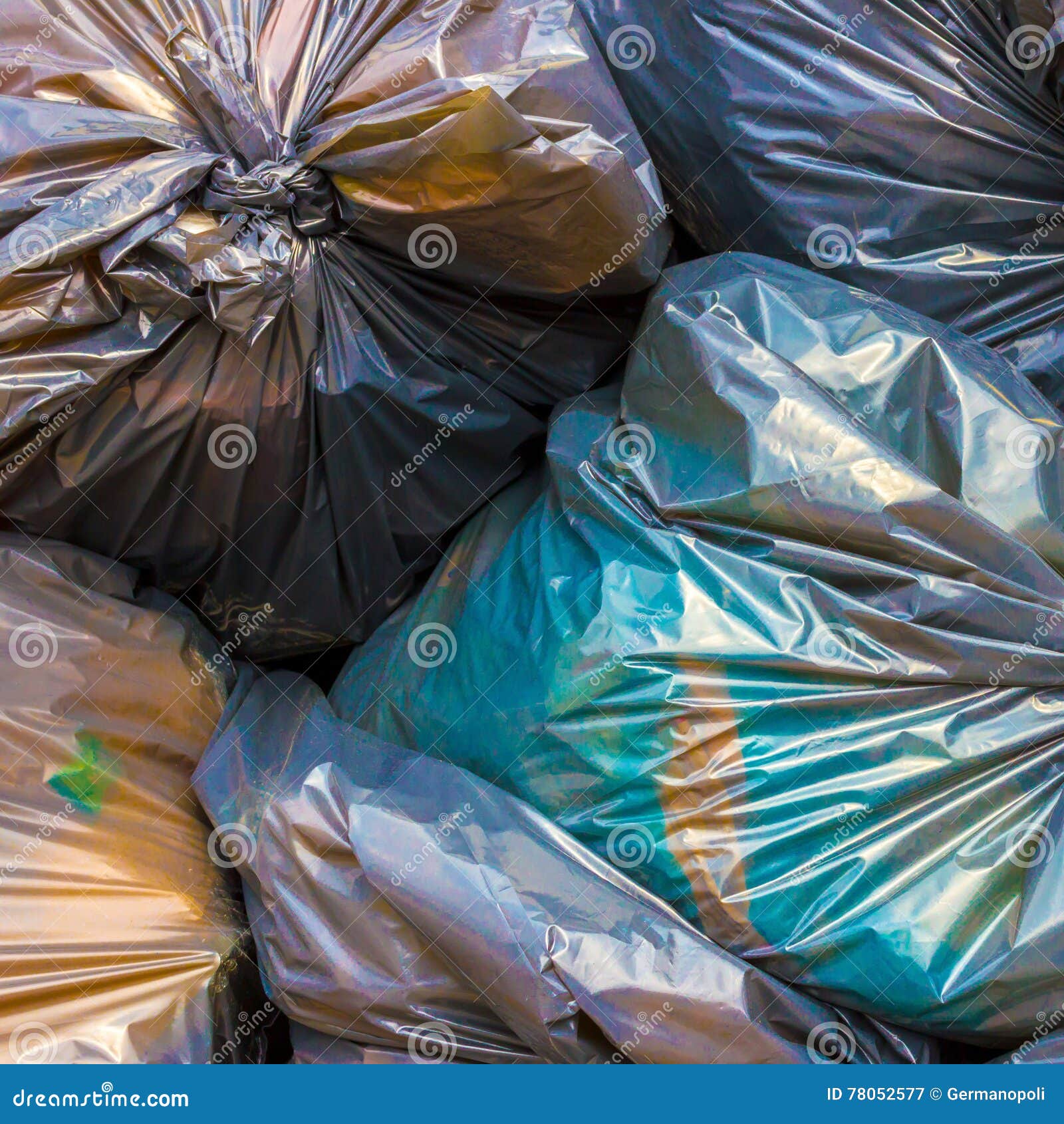 Colorfull garbage bags stock image. Image of tied, pile - 78052577