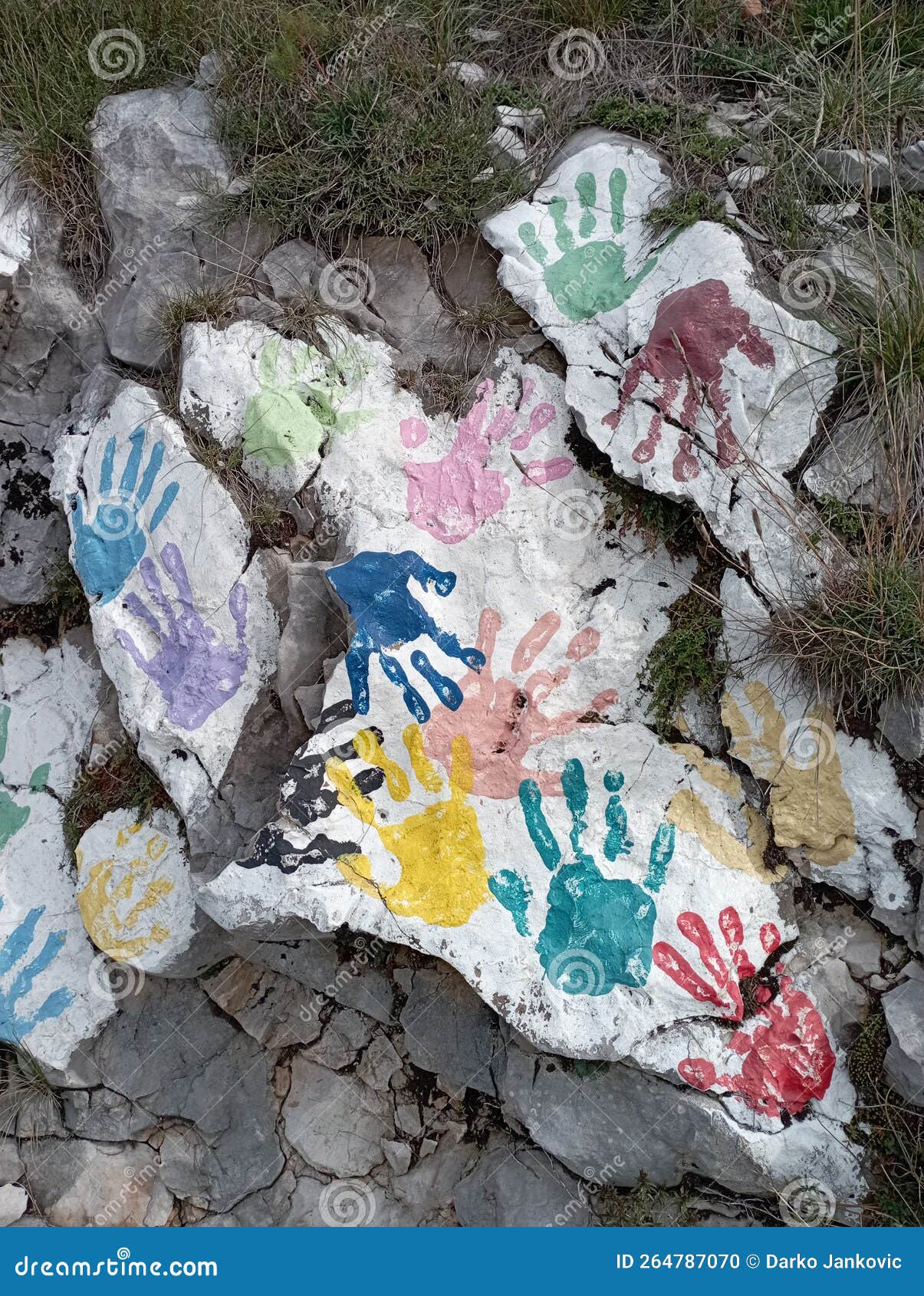 Colorfull Hand Prints on the Stones Stock Photo - Image of hand, feel ...